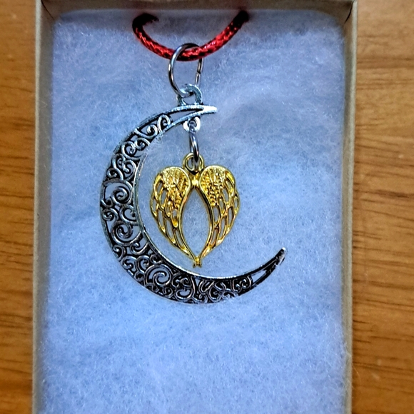Jewelry | Crescent Moon Angel Wings Necklace | Poshmark